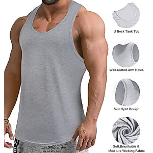 KAWATA Men's 3 Pack Dry Fit Workout Tank Top Gym Muscle Tee Fitness Bodybuilding Sleeveless T Shirts