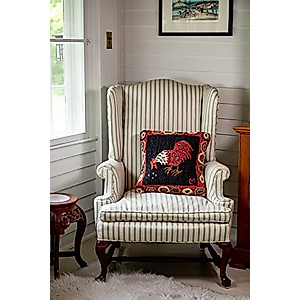 Chandler 4 Corners Artist-Designed Hen House Hand-Hooked Wool Decorative Throw Pillow (18” x 18”) Farm & Garden Pillow for Couches & Beds - Easy Care & Low Maintenance - Chicken Farmhouse Pillow