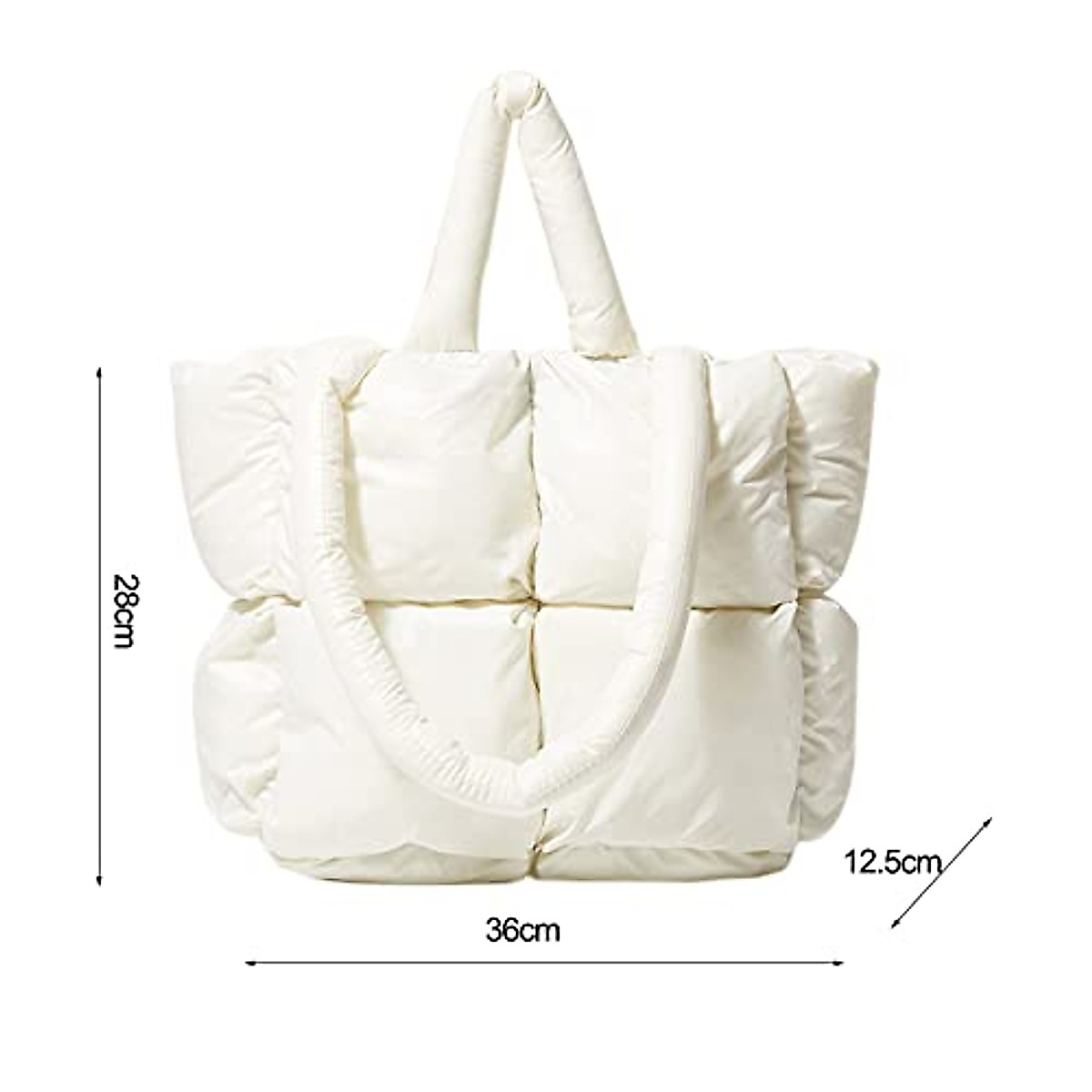 Puffer Tote Bag for Women Quilted Puffy Handbag Light Winter Down Cotton Padded Shoulder Bag Down Padding Tote Bag with Inner Zip Pocket