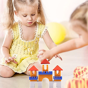 CHIN FAI Silicone Stacking Blocks, 12 PCS Baby Soft Castle Building Blocks - Montessori Kids Stacking & Nesting Toys for Babies 6 Months and up (Red)