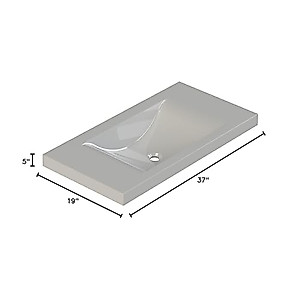 Liftbridge Kitchen & Bath 37 in. W x 19 in. D x 5 in. H Siena White Cultured Marble Top Sink with optional faucet drill-out guides