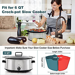 Dompion Silicone Slow Cooker Liners, Reusable 2 Divider Insert Fits for Crock-pot Oval 6 QT Slow Cooker, Dishwasher Safe, Easy Cleanup, Food-Grade BPA Free Cooking Liners for Most 6 QT Slow Cooker