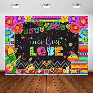 Avezano Taco Bout Love Backdrop Cactus Flower Wedding Photography Background Mexican Fiesta Themed Bridal Shower Bachelorette Party Banner Decoration Supplies (7x5ft)