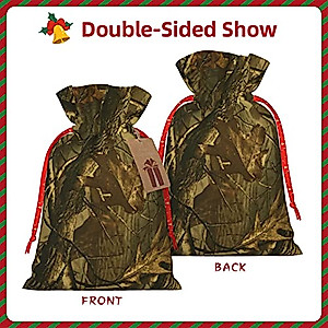 Drawstrings Christmas Gift Bags Outdoor-Hunting-Nature-Print Presents Wrapping Bags Xmas Gift Wrapping Sacks Pouches Medium