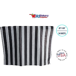Black & White Stripes Tissue Paper 20 X 30-24 Sheet Premium High Quality Tissue Paper Made in USA by A1 bakery supplies