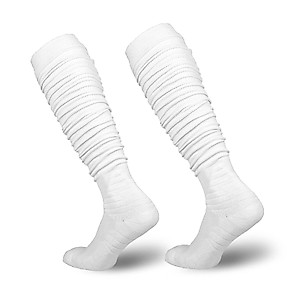 YYXR Football Socks Non Slip Extra Long Football Socks Men White Soccer Socks Knee High Scrunchie Athletic Compression Socks