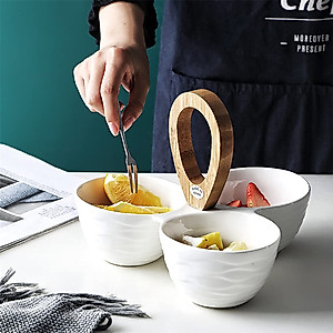 Ceramic Snack Serving Tray, 3-Compartment-Porcelain Modern Tabletop Serving Trays with Handle, Condiments Nuts Snacks Candy Serving Bowls