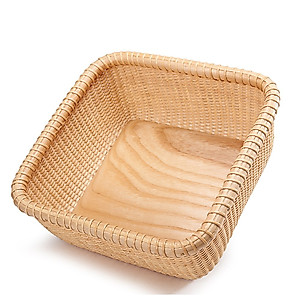 Teng Tian Nantucket Square Rattan Basket, Multi-Purpose Storage, Neutral Color, 11" x 11"