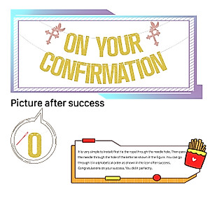 On Your Confirmation Banner, Holy Confirmation Banner Decorations, Bachelorette, Engagement, Bridal Shower, Wedding Anniversary Party Decorations Supplies Gold Silver Glitter