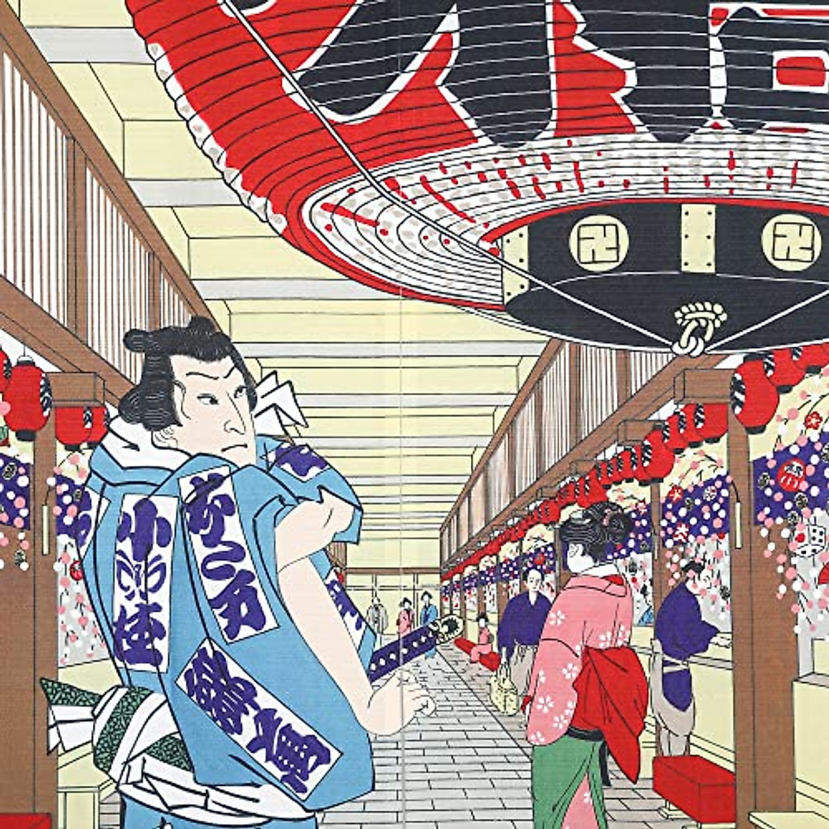 Moslovstar Japanese Noren Door Curtain Ukiyo-e Senso-ji Asakusa Tokyo Doorway Curtain Bistro Kitchen Restaurant Decor, 33.5" W x 59.1" L