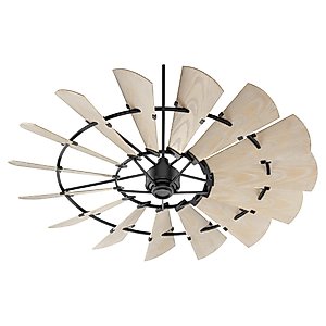 Quorum International 197215-69 I Windmill Collection 72 Inch Fifteen Blade Ceiling Fan - Noir Finish I Six Speed Reversible Motor I Modern Contemporary Fixture I Light Fixture Adaptable I