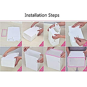 Shoe Storage Boxes 12 Pack Foldable Plastic Transparent Shoe Box Storage Clear Organizer Stackable Shoe Containers with lids Display Sneakers (White)