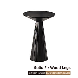 COZAYH Pedestal Small Drink Table Round Martini Table Wood Plant Stand End Table for Small Space Living Room, Bedroom, Black