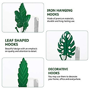 Cabilock 3pcs Leaf Shaped Wall Hooks Decorative Iron Towel Hooks Wall Hanging Coat Key Hooks Clothes Hangers Home Decoration (Green)