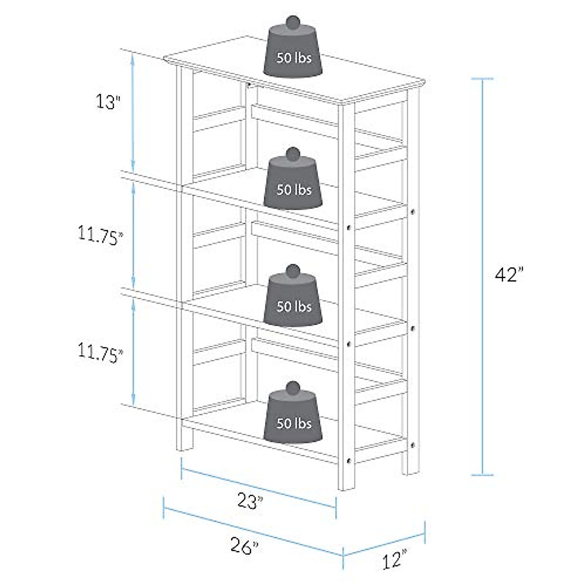 Casual Home Soho Manhattan 4-Shelf Bookcase 26 Wide - Espresso, 304-44