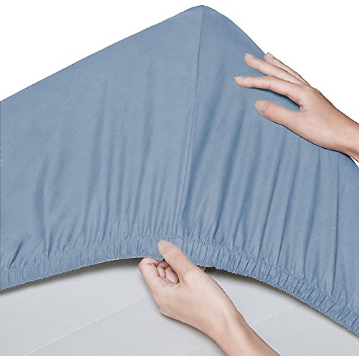 Amazon Brand – Pinzon 300 Thread Count Organic Cotton Bed Sheet Set - Twin, Flint Blue