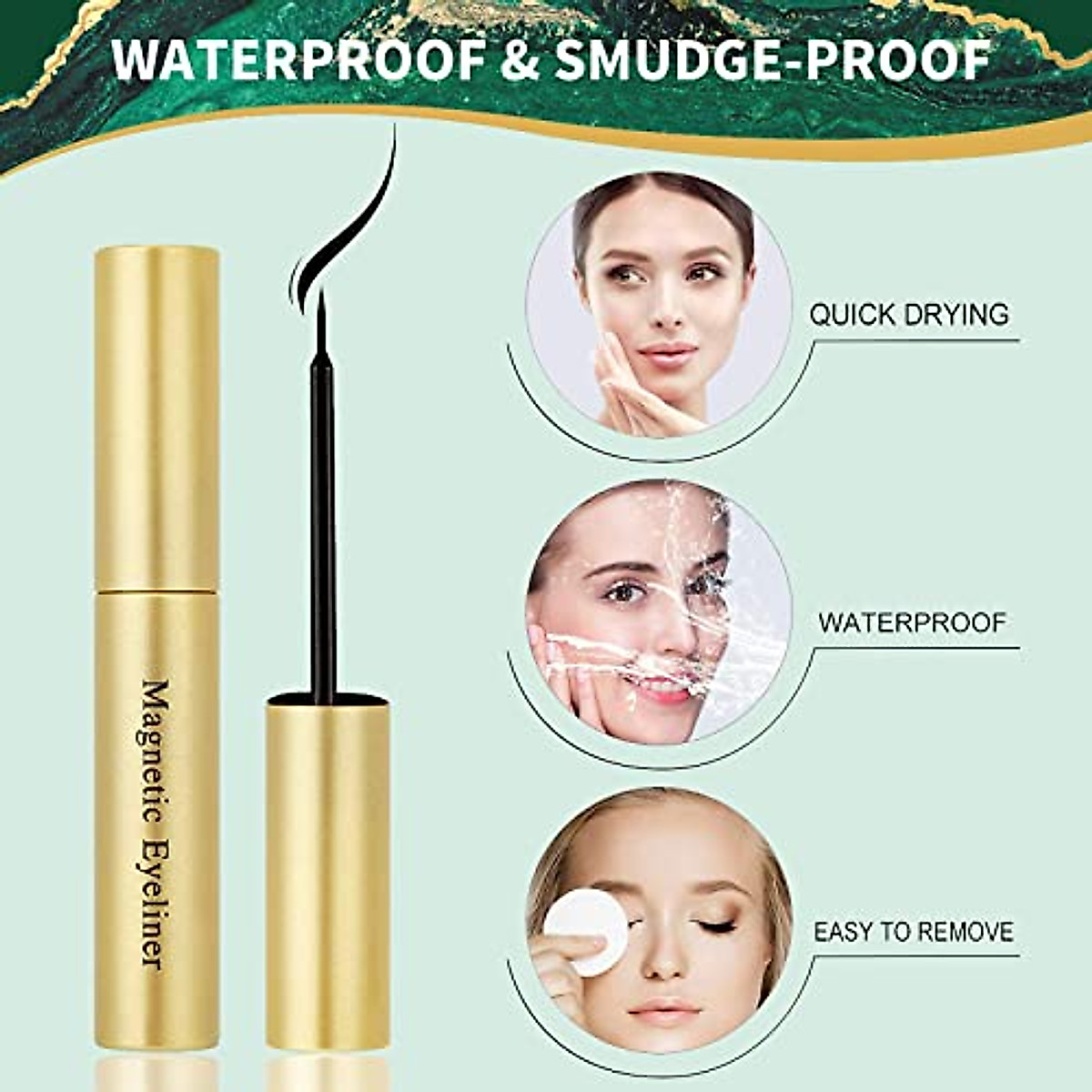 Rechoo Magnetic False Eyelashes Kit- 14 Pairs Different Magnetic Lashes Natural Look with 3 Eyeliners, Reusable 3D Black False Eyelashes with Applicator and Tweezers for Daily Eyelash Extension
