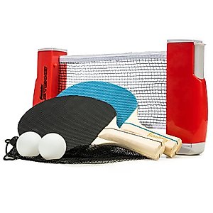 Franklin Sports Table Tennis to Go Portable Ping Pong Net Set - Any Table Top Adjustable, (2) Ping Pong Paddles + (2) Ping Pong Balls Included - 2 Player Table Tennis Set