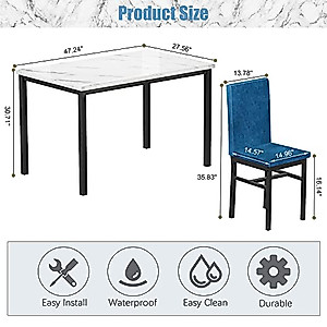 Sesslife 5 Piece Dining Table Set for 4, Kitchen Table and Chairs for 4, Dining Table Furniture Set for Kitchen, Dining Room, Dinette, Breakfast Nook, Blue