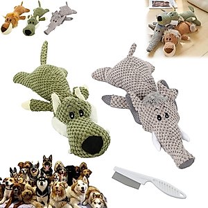 EZGHAR Durabite for Heavy Chewers, Durabrite Dog Toys, Durabrite Dog Toys for Heavy Chewers, Squeaky Dog Toys for Heavy Chewers, Designed for Heavy Chewers, Dog Toy Heavy Chewers (Wolf+Elephant)