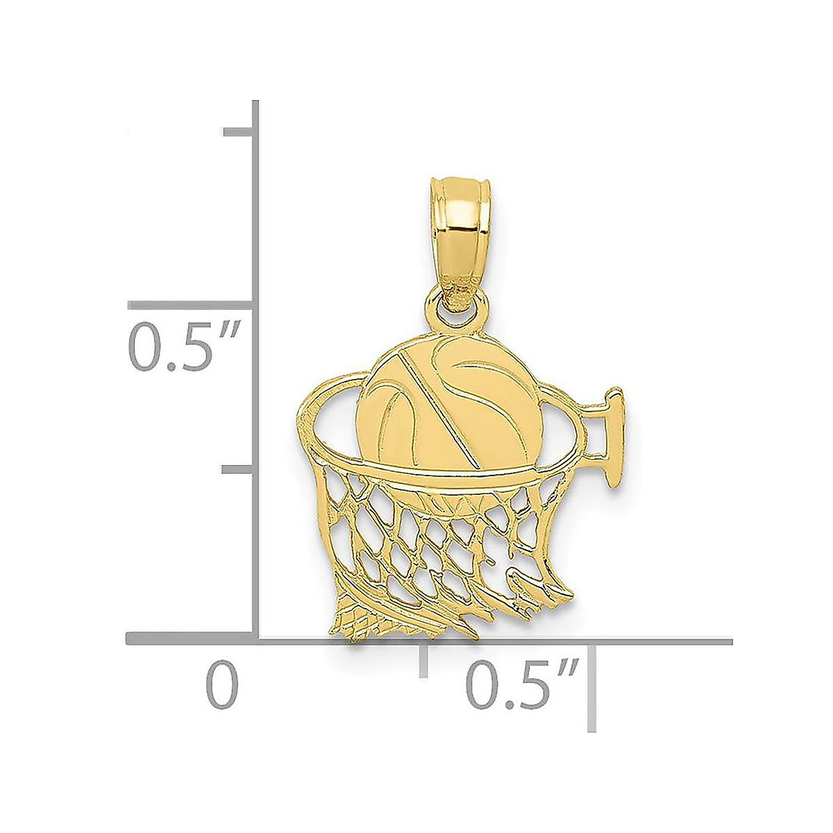Million Charms 10K Yellow Gold Sports Basketball In Net Small Charm Pendant
