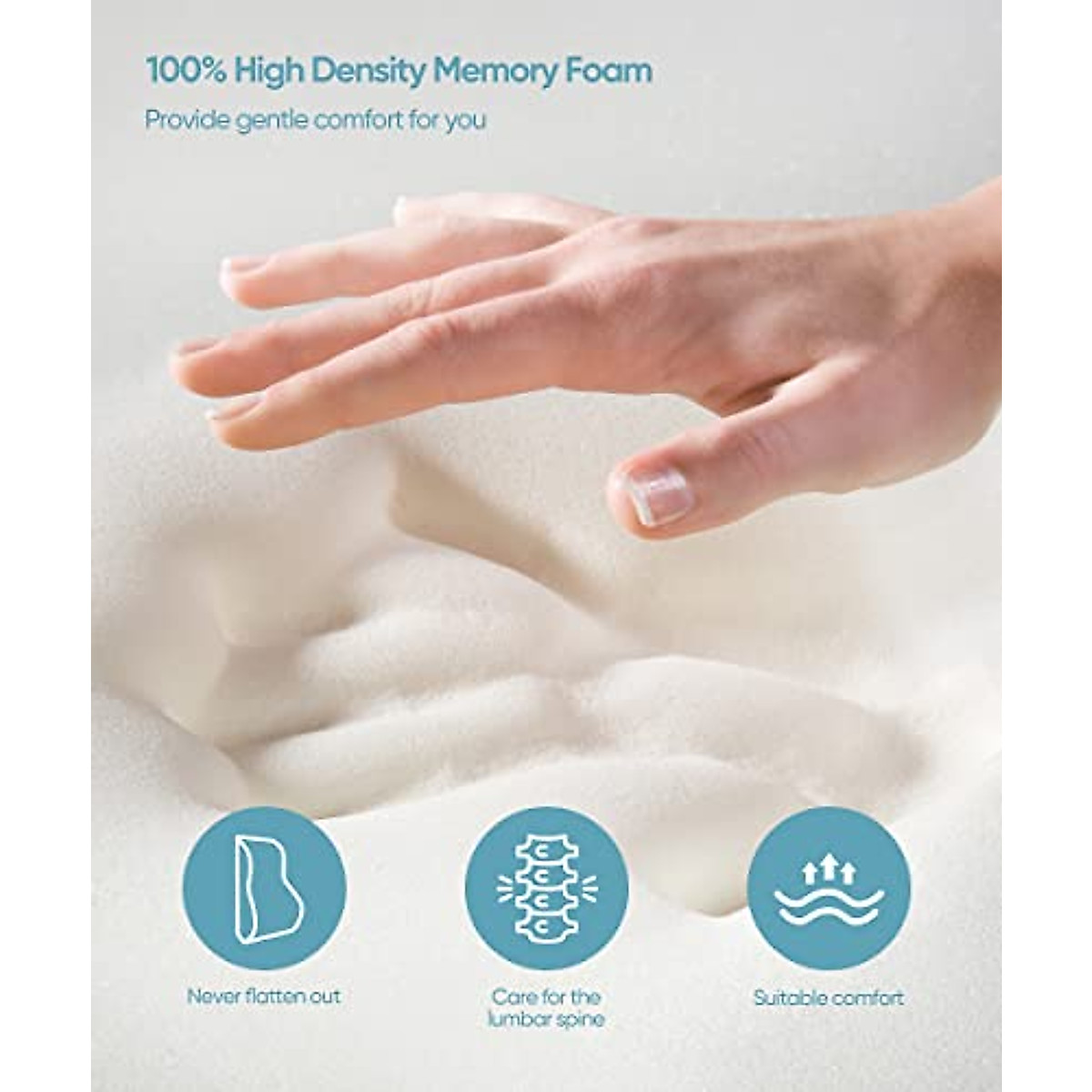 Tsumbay Lumbar Support Pillow Memory Foam Back Cushion Ergonomic Backrest for Back Pain Relief with Breathable 3D Mesh and Adjustable Belts, for Office Chair, Car Seat, Gaming Chair and Wheelchair