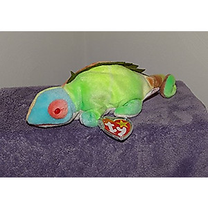 Ty 'IGGY' THE IGUANA Beanie Baby, 1997, PVC, MISTAG- should be RAINBOW, MWMT ,#G14E6GE4R-GE 4-TEW6W217773