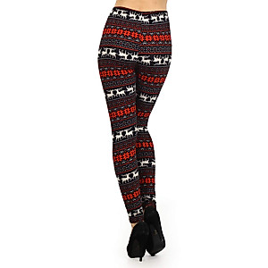 Leggings Depot Women's High Waist Novelty Christmas Holiday Print Leggings-Full Length-N004, Christmas Rush, Plus Size