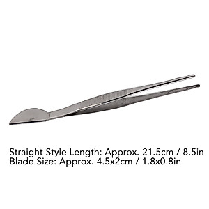 CHICIRIS Bonsai Long Tweezers, Garden Tweezers Bonsai, Stainless Steel Bonsai Tweezers Long Tweezers with Moon Spatula Head for Potted Loosening Soil Planing Grass (Straight)