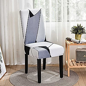 Geometric Dining Chair Cover Spandex Elastic Chair Slipcover Case Stretch Chair Covers for Wedding Dining Room A18 6pcs