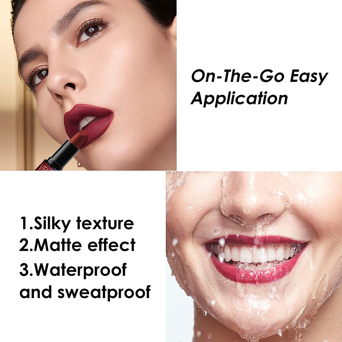 Dulele 6 Colors of Velvet Smooth Matte Lipstick Set, Long Lasting & Waterproof Non-Stick Cup Nude Color Lip Makeup Gift Set for Girls and Women