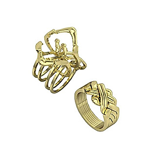 OFLIUM 6 band Classical Turkish Puzzle Ring 14K Real Yellow Gold Plated Braided Interlocking Knott unique gift for him, for her, girlfriend, mom, dad PRN (10)