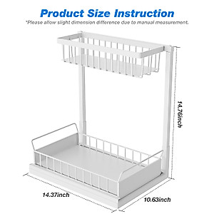 Atorica Under Sink Organizer, Pull Out Cabinet Organizer 2-Tier Slide Out Under Cabinet Storage, Multi-Use Under Kitchen Bathroom Sink Organizers and Storage