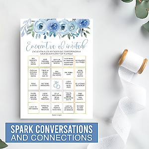 Dusty Blue Spanish Bridal Shower Games 20 Guests - Juegos Para Despedida De Soltera En Español, Wedding Shower Games, Bridal Shower Bingo In Spanish, Popular Bridal Shower Games Spanish Edition