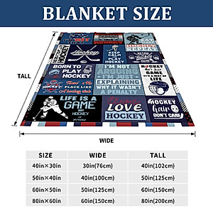 Hockey Gifts for Boys Men, Hockey Blanket for Boys, Gifts for Hockey Lovers, Hockey Player Blanket 60"x50" to Keep Warm for Boys 8-12
