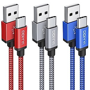 DDIYYI USB C Cable Fast Charging 6ft, 3-Pack USB to USB C Cable Braided Charger Cord for iPhone 16/iPhone 16 Pro/iPhone 16 Plus/iPhone 16 Pro Max/iPhone 15 Series and More, USBA to USBC Cord
