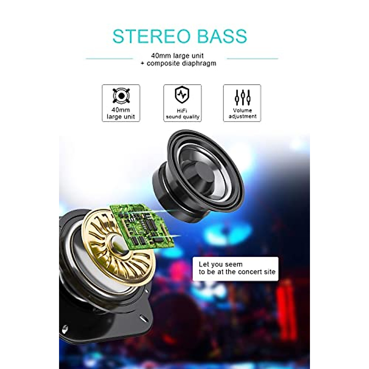 Bluetooth Headphones Over Ear Headphones with Deep Bass LED Foldable Stereo Headphones, Wired and Wireless Headset for Smart Phone/TV/PC(Red/Black)