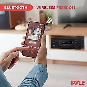 Pyle 10’’ Portable PA Speaker System - Wireless BT Streaming PA & Karaoke Party Audio Speaker, Two Wireless Mic, Wired Microphone, Tablet Stand, Flashing Party Lights, MP3/USB//FM Radio - PHPWA10TB