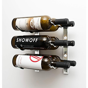 VintageView W Series Wine Rack 1-6 Bottle Wall Mounted Wine Rack (Brushed Nickel) Stylish Modern Wine Storage with Label Forward Design