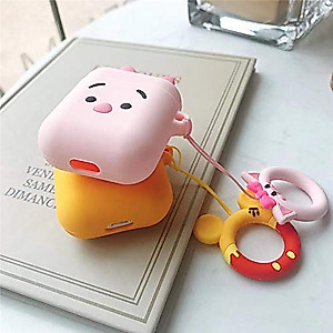 TEMTOOE Silicone Case Cute Cover Compatible for Apple Airpods 1,2[Cartoon Series](Winnie/Piglet)