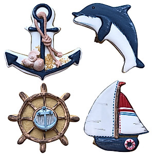 LILIAO Nautical Cookie Cutter Set - 4 Piece - Anchor, Sailboat, Rudder and Dolphin Biscuit Fondant Cutters - Stainless Steel