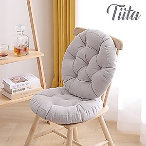 Tiita Patio Chair Cushions Round Seat Pillows Set of 2 Floor Pads 16 x 16 inch Throw Cushion for Indoor/Outdoor Furniture Sitting Living Room Garden, Grey