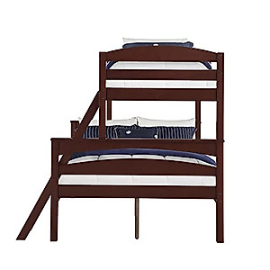 Dorel Living Brady Solid Wood Bunk Beds Twin Over Full with Ladder and Guard Rail, Espresso