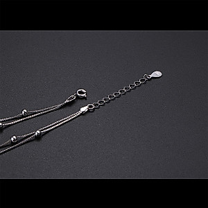 S925 Sterling Silver Jewelry Forever Love Heart Beads Double Chain Bracelet Friendship Adjustable Charm Bracelet Gift for Women