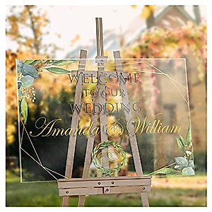SPEEDYORDERS Garden Garland Welcome to Our Wedding Sign - Personalized Wedding Welcome Sign - Custom Wedding Reception Signs - Wedding Poster (Wedding Sign 6, Paper)