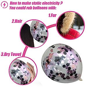 Pink and Black Balloons, 70pcs Black Pink Confetti Balloons for Girls Birthday Wedding Bridal Shower Graduation Party Decoration……