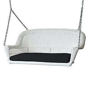 Jeco W00206S-B-FS017 Wicker Porch Swing, White