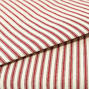 Roc-Lon 44/45" 100% Cotton Woven Ticking, Cut by Yard, Stripe Red