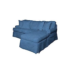 Sunset Trading Horizon Slipcovered Sleeper Sofa and Chaise, Indigo Blue