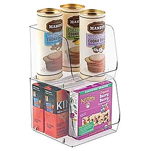iDesign Linus Stacking Organizer Bins for Kitchen, Pantry, Office, Bathroom - Set of 2, Extra Large-Clear